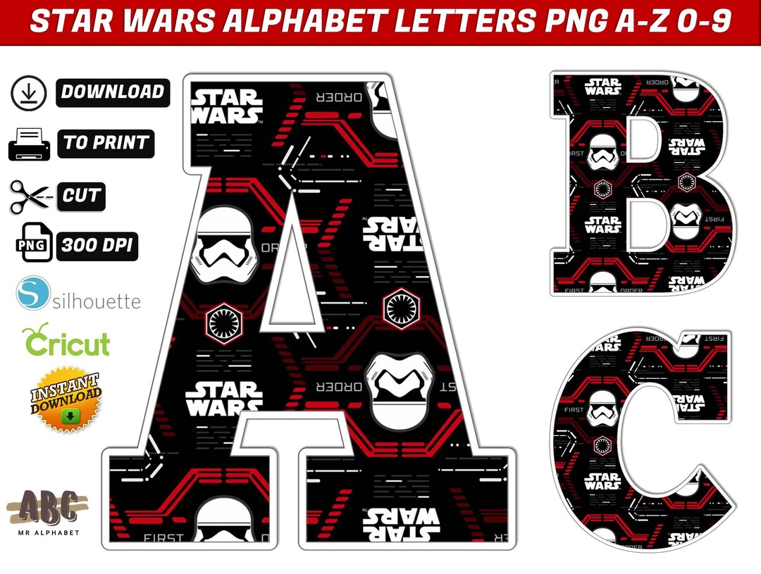 Star--wars Alphabet PNG - Star--wars Birthday Banner - Star--wars ...