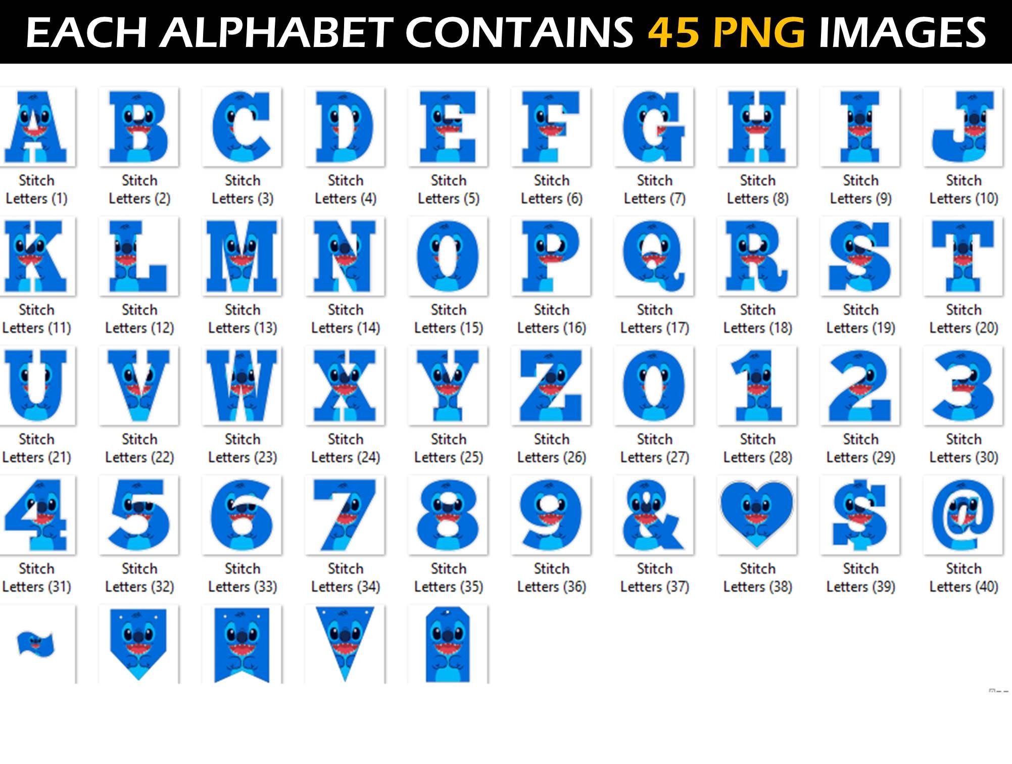 Stitch Alphabet PNG Stitch Letters Png Stitch Birthday - Etsy México