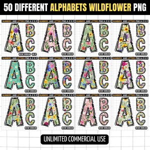 50 Different Alphabets Doodles PNG - Floral Doodle Alphabet - Spring ...