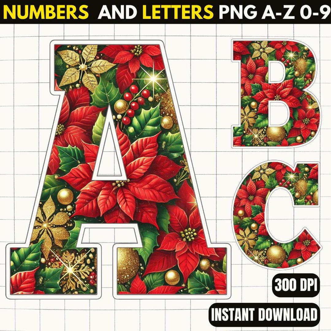 Christmas Alphabet - Christmas Font Png - Christmas Letters - Printable ...