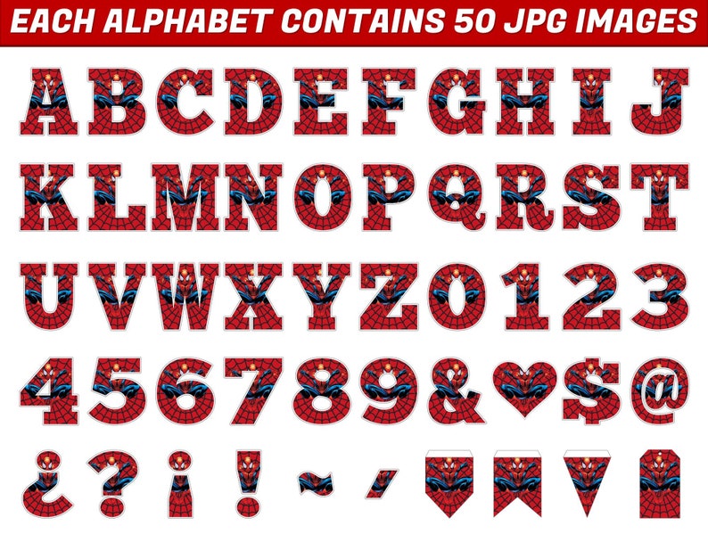 1000 IMAGES 20 Different Spiderman Alphabets Spiderman - Etsy