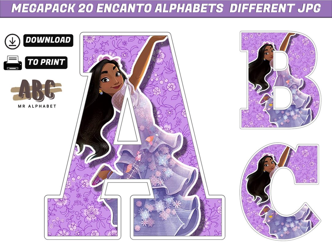 1000 IMAGES - 20 Encanto Alphabets Different Backgrounds JPG - Encanto ...
