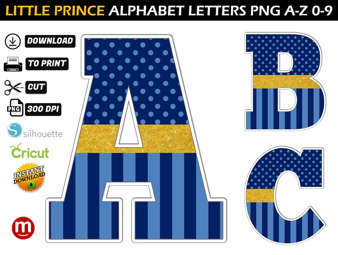 Little Prince Blue Alphabet PNG - Little Prince Birthday Banner ...