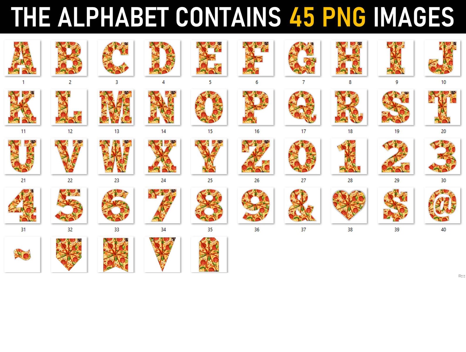 Pizza Alphabet PNG Pizza Letters Png Pizza Alphabet Card Pizza Font ...