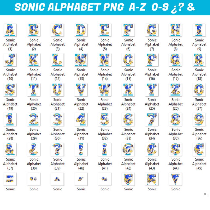 INSTANT DOWNLOAD Sonic Alphabet Png Sonic Letters PNG . 53 - Etsy