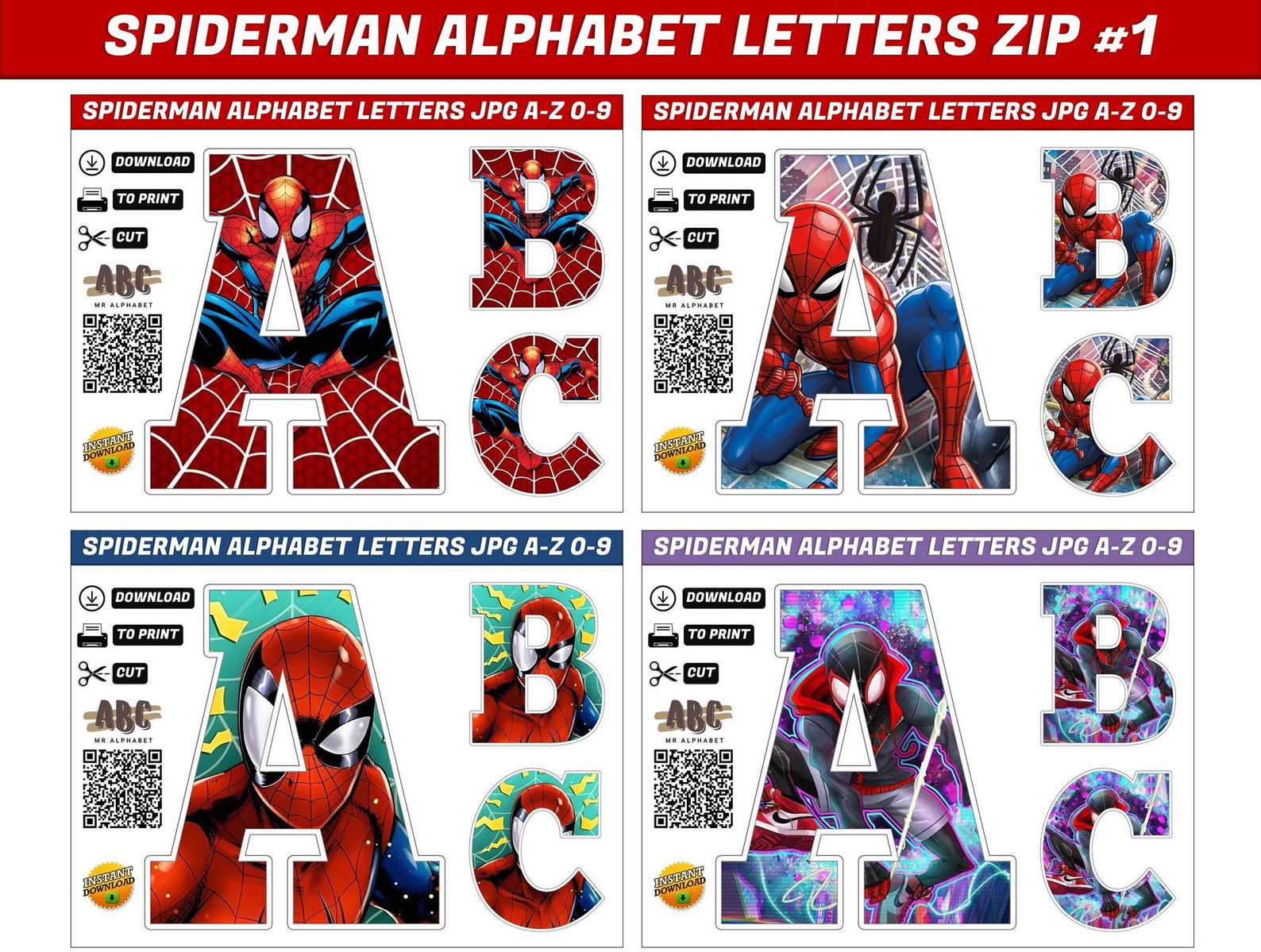 1000 IMAGES 20 Different Spiderman Alphabets Spiderman - Etsy