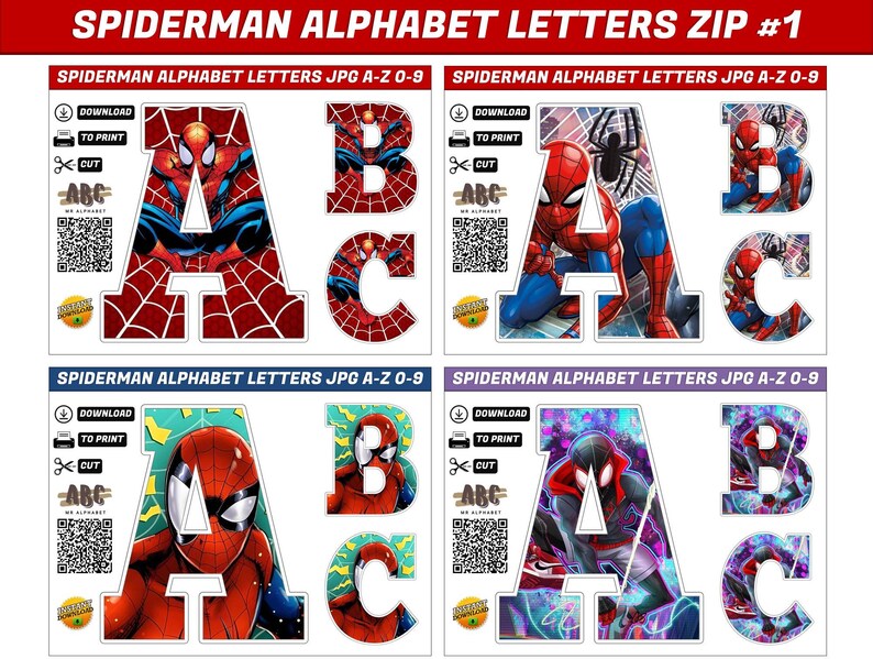 1000 IMAGES 20 Different Spiderman Alphabets Spiderman - Etsy