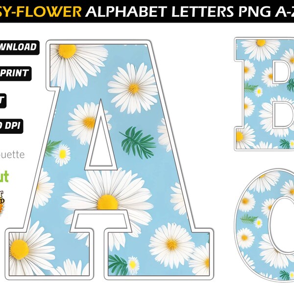 Daisy Font Clipart - Etsy