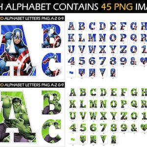 270 IMAGES - 6 Superhero Alphabets Different Backgrounds Png ...