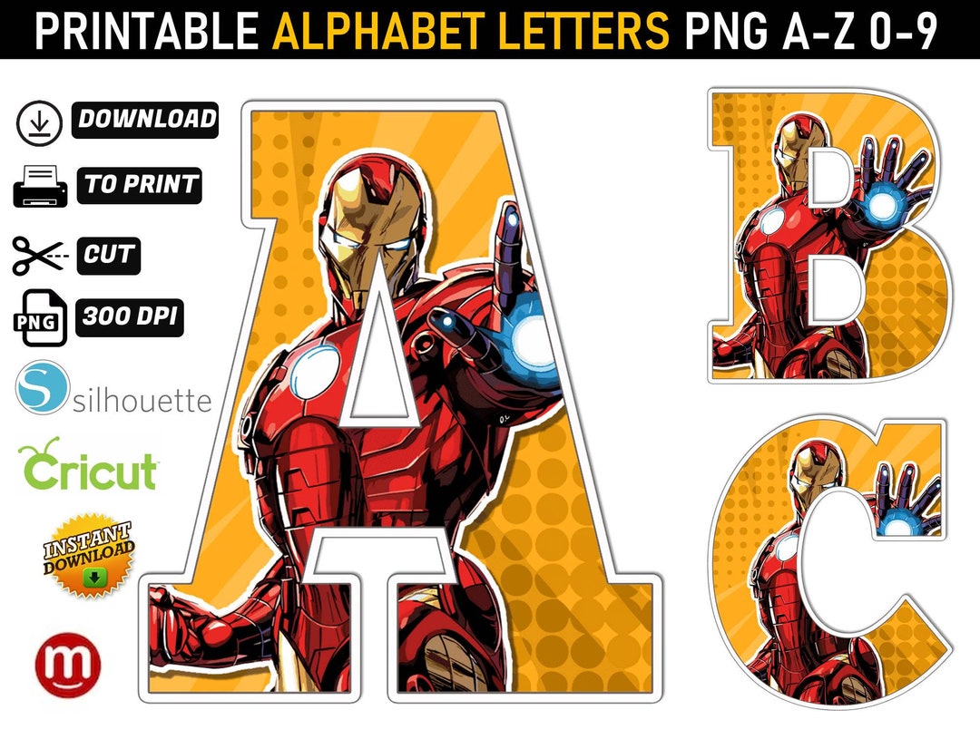 Superhero Alphabet Png - Superhero Printable - Superhero Digital ...