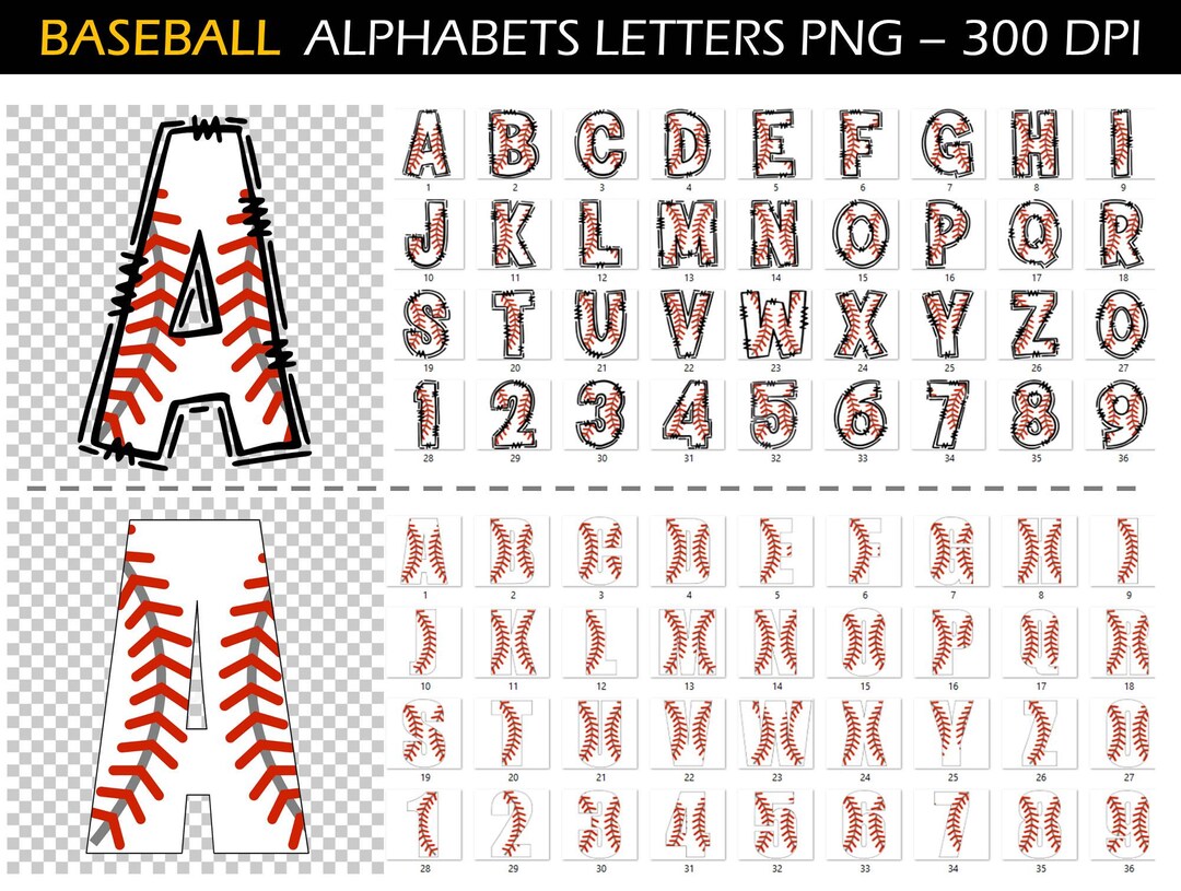 2 Sets of Letters - Baseball Printable Alphabet - Baseball Alphabet ...