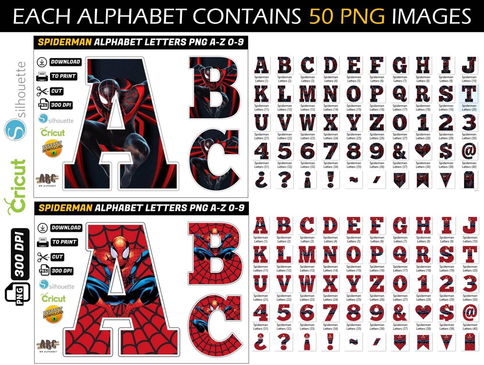 400 IMAGES 8 Spiderman Alphabets Different Backgrounds Png Spiderman ...