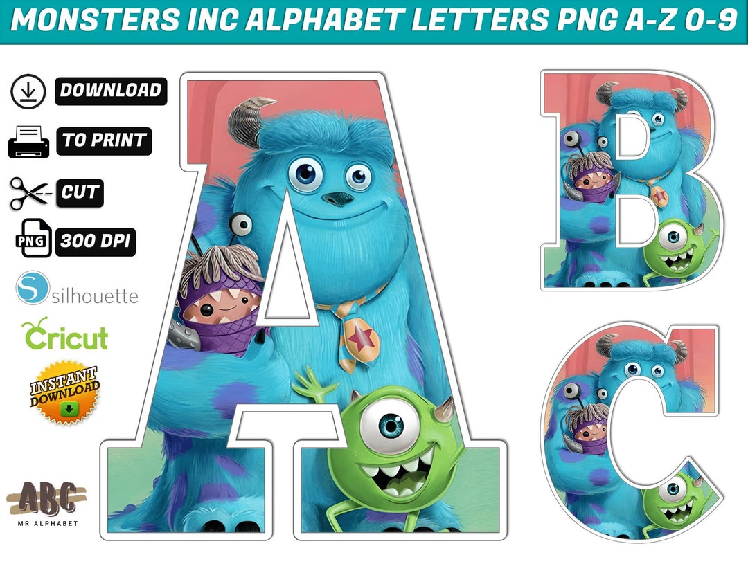 Monsters Alphabet PNG Monsters Birthday Banner Monsters - Etsy