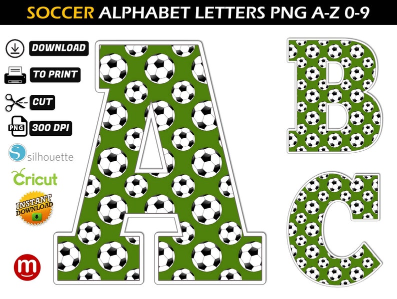 Soccer Alphabet PNG Soccer Birthday Banner Soccer Letters - Etsy
