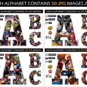 1000 IMAGES - 20 Superhero Alphabets Different Backgrounds JPG ...