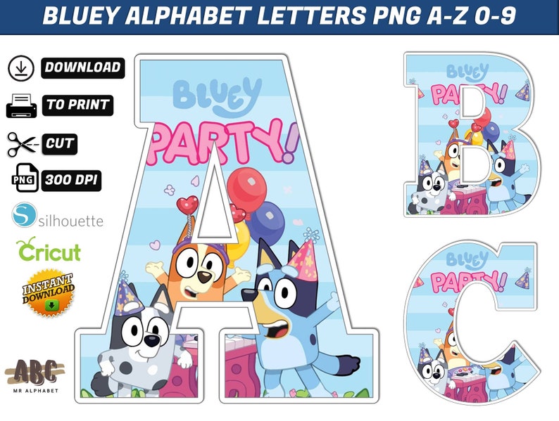Bluey Alphabet PNG Bluey Letters Png 50 Bluey Images Png - Etsy UK