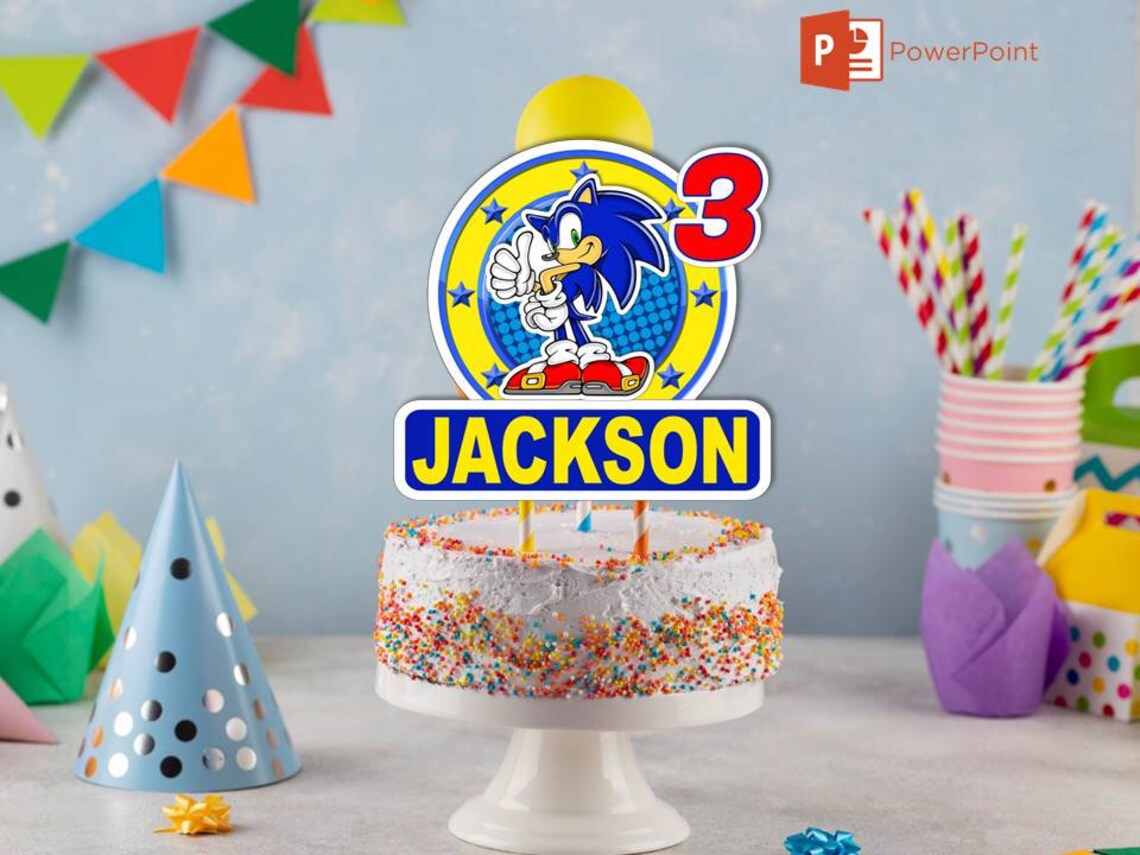 Sonic Cake Topper Printable Sonic Power Point Editable File - Etsy