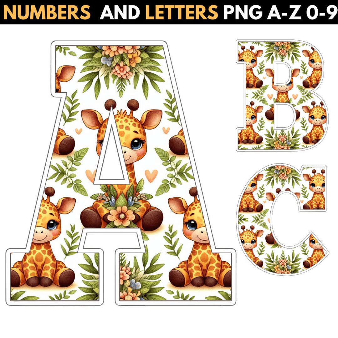Giraffe Alphabet PNG Giraffe Baby Shower Giraffe Baby Shower ...