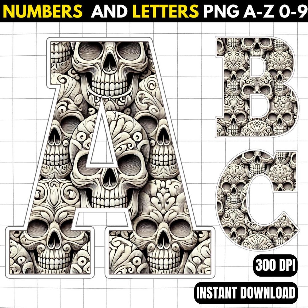 Skull Alphabet PNG - Skull Alphabet - Skull Letters Png - Skull Clipart ...