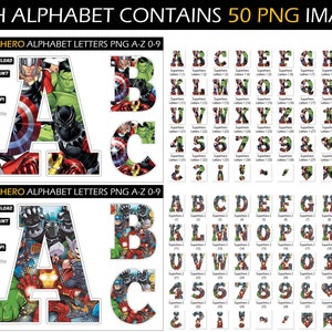 250 IMAGES - 5 Superhero Alphabets Different Backgrounds Png ...