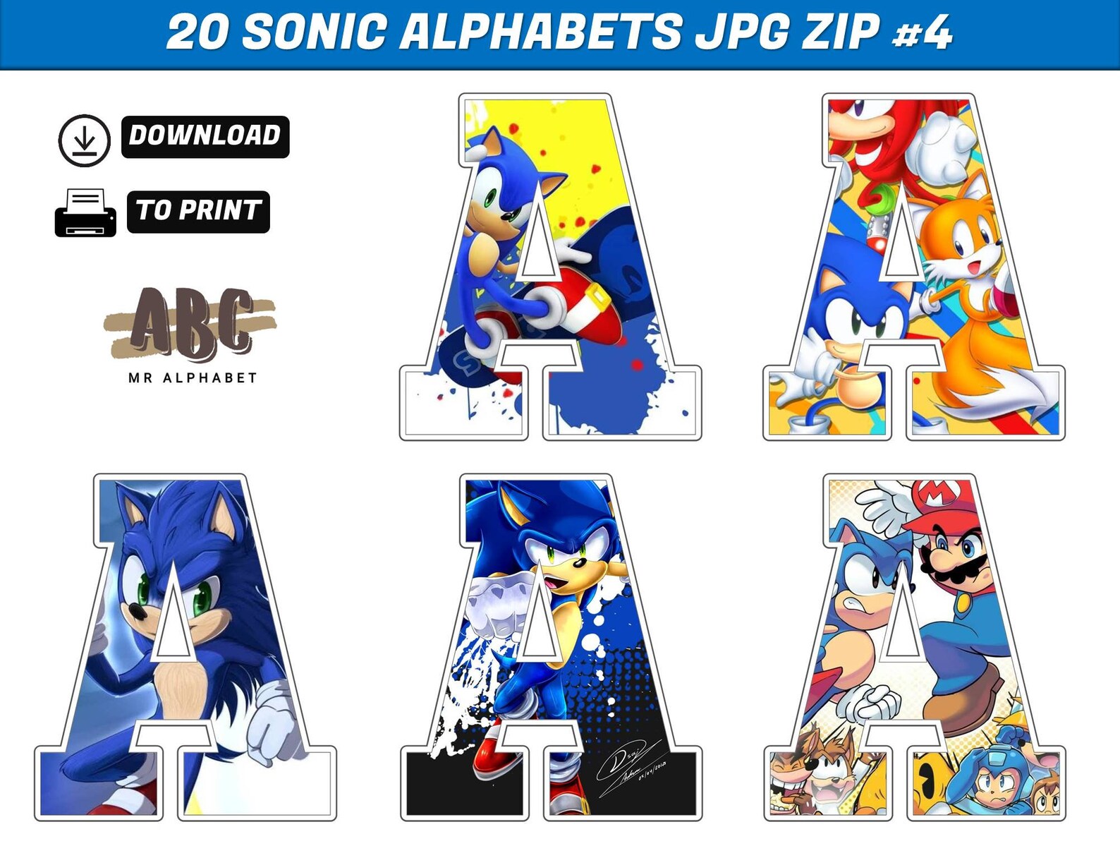 1000 IMAGES 20 Sonic Alphabets Different Backgrounds JPG - Etsy UK