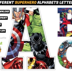 250 IMAGES - 5 Superhero Alphabets Different Backgrounds Png ...