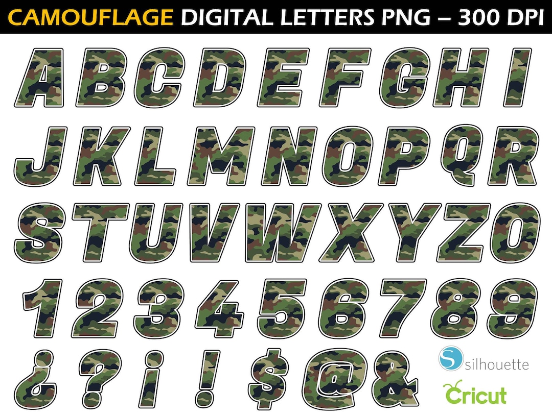 Camouflage Alphabet PNG - Camouflage Letter Font Clip Art PNG ...