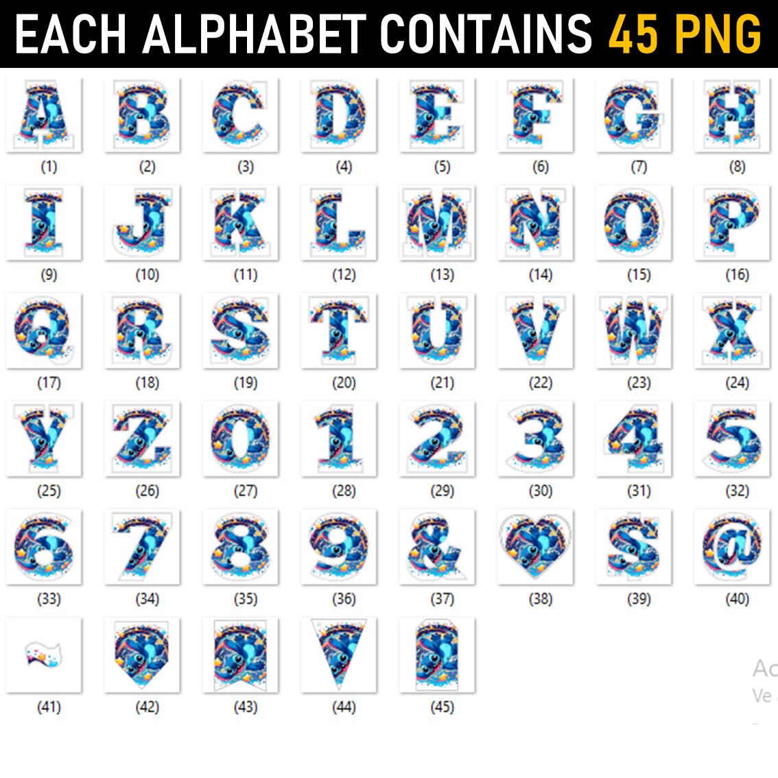 Stitch Alphabet PNG - Stitch Letters Png - Décorations d’anniversaire ...