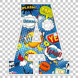 225 IMAGES - 5 Superhero Alphabets Different Backgrounds Png - Comic ...