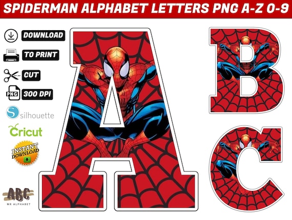Spiderman Alphabet PNG Spiderman Birthday Banner Spiderman - Etsy