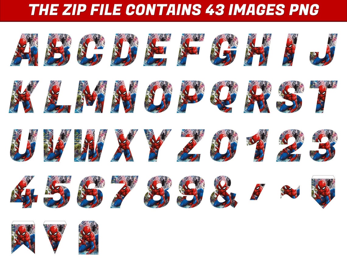 Spiderman Alphabet PNG Spiderman Birthday Banner Spiderman - Etsy UK