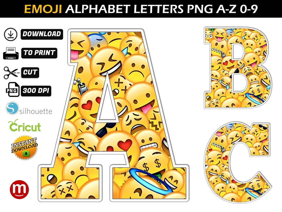 Emoji Alphabet PNG - Emoji Birthday Banner - Emoji Font - Emoji ...