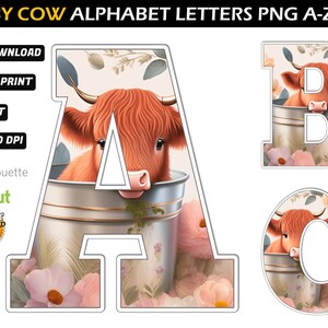 Baby Highland Cow Alphabet Png baby Highland Cow Birthday Banner Baby ...
