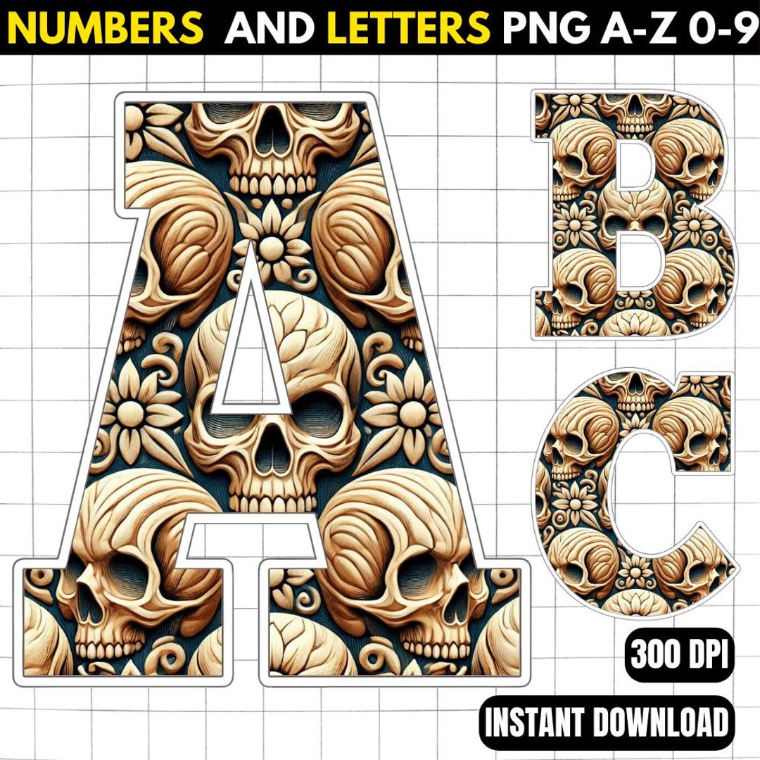 Skull Alphabet PNG Skull Alphabet Skull Letters Png Skull Clipart Skull ...