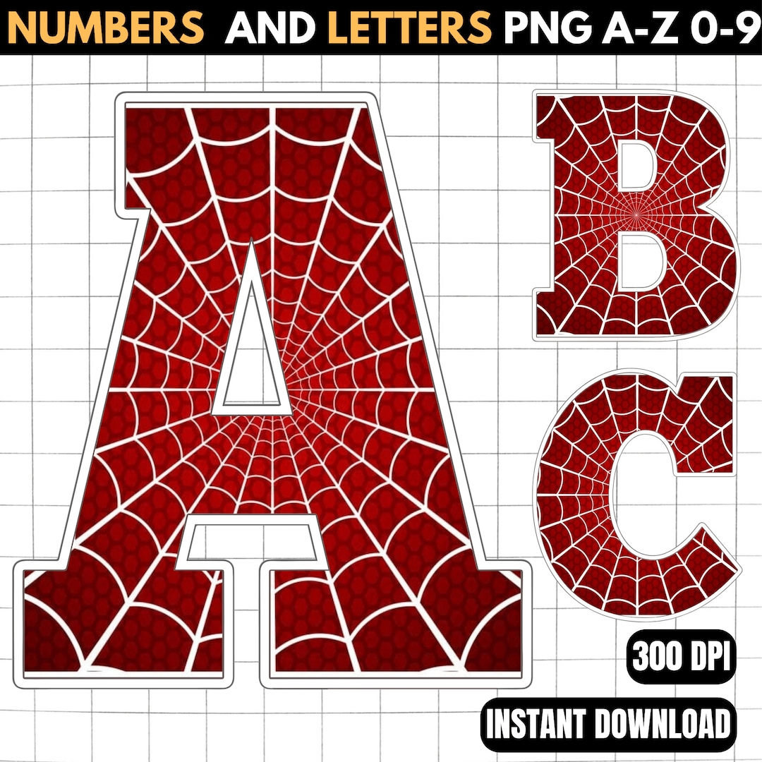 Spiderman Alphabet PNG - Spiderman Birthday Banner - Spiderman Letters ...