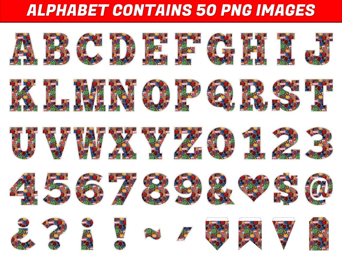 Superhero Alphabet PNG Superhero Birthday Banner Superhero - Etsy UK