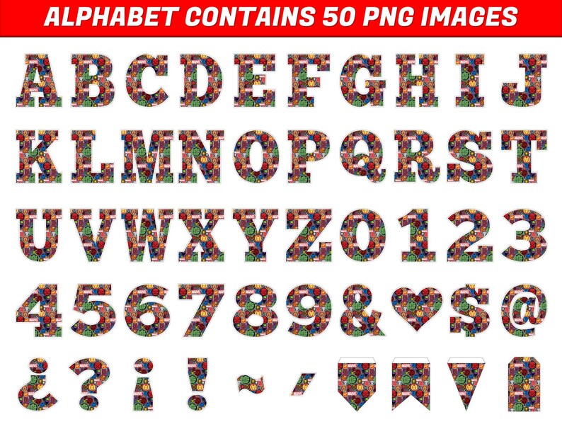 Superhero Alphabet PNG Superhero Birthday Banner Superhero - Etsy