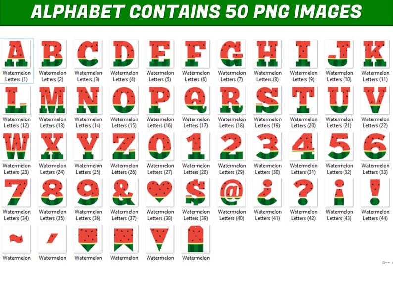 Watermelon Alphabet Letters PNG Watermelon Birthday Banner - Etsy