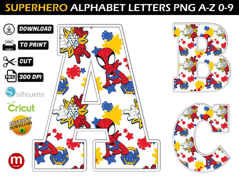 Spidey Birthday spiderman Alphabet PNG Amazing Spiderman - Etsy