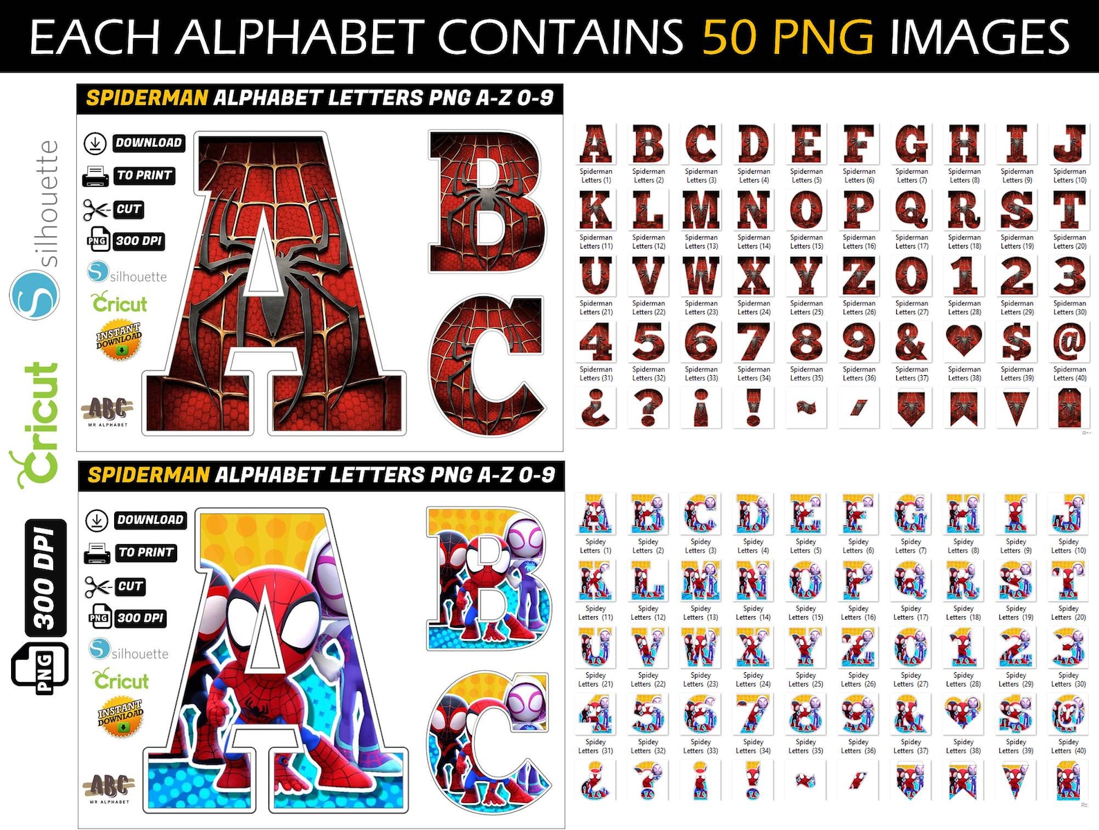 400 IMAGES 8 Spiderman Alphabets Different Backgrounds Png Spiderman ...