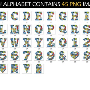 225 IMAGES - 5 Superhero Alphabets Different Backgrounds Png - Comic ...