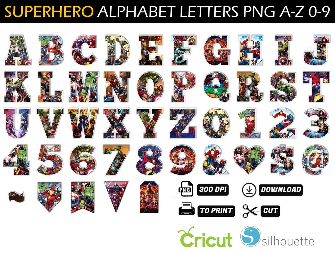 Superhero Alphabet Png - Superhero Birthday Banner - Superhero Alphabet ...