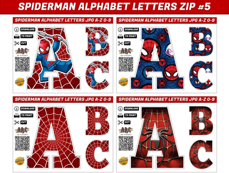 1000 IMAGES 20 Different Spiderman Alphabets Spiderman - Etsy