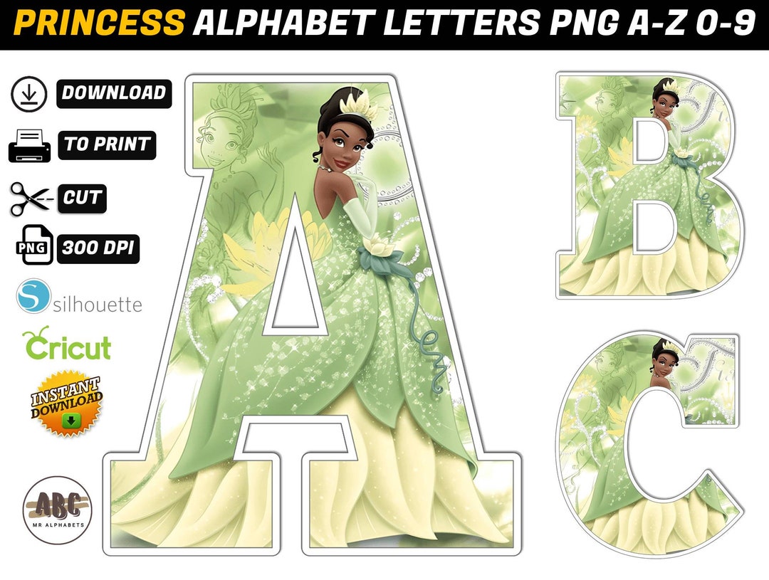Princess Alphabet PNG - Princess Birthday Banner - Princess Party ...