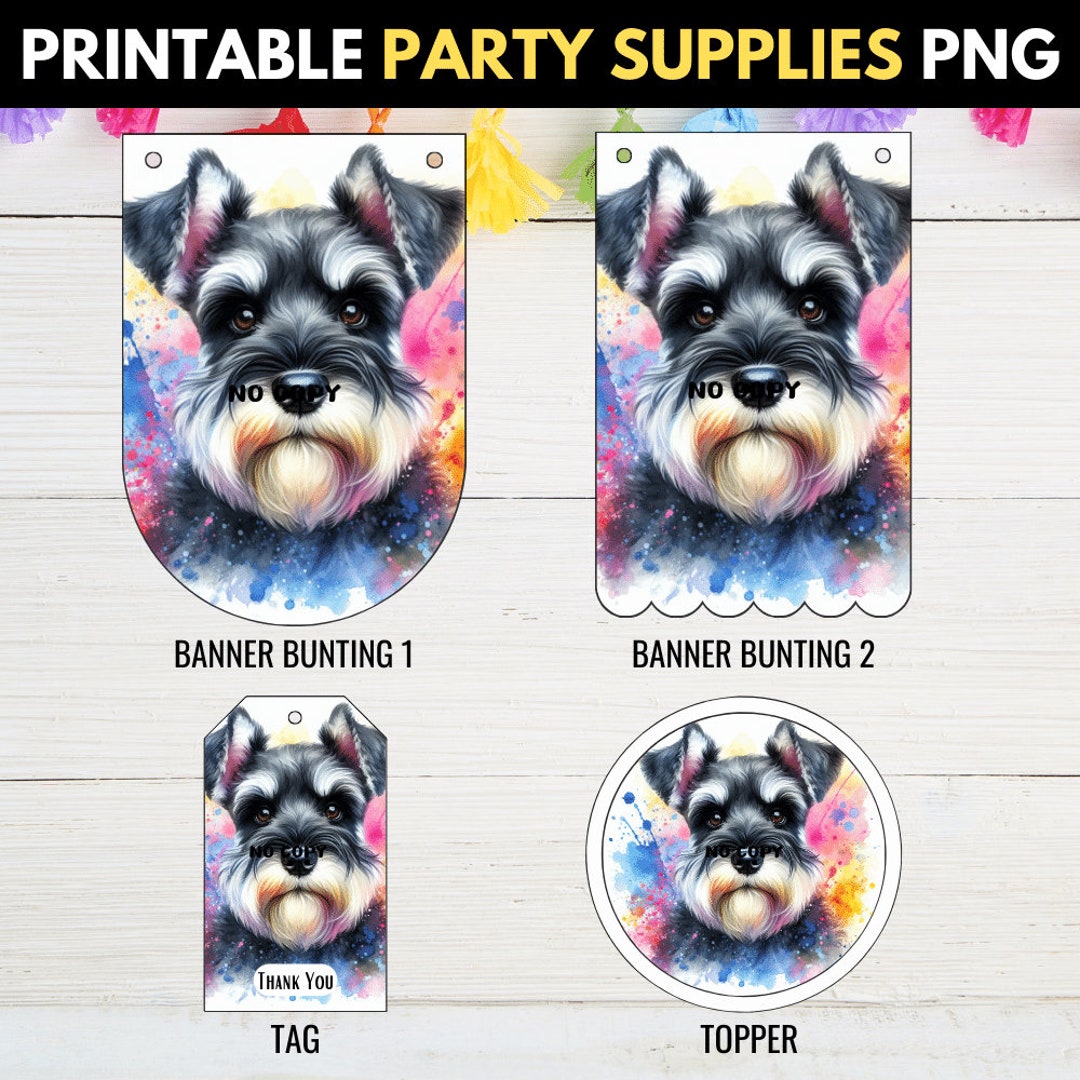 Schnauzer Printable Party Supplies Schnauzer Birthday Topper Schnauzer ...