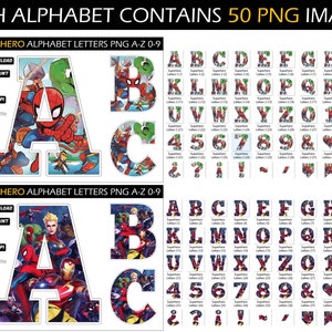 250 IMAGES - 5 Superhero Alphabets Different Backgrounds Png ...