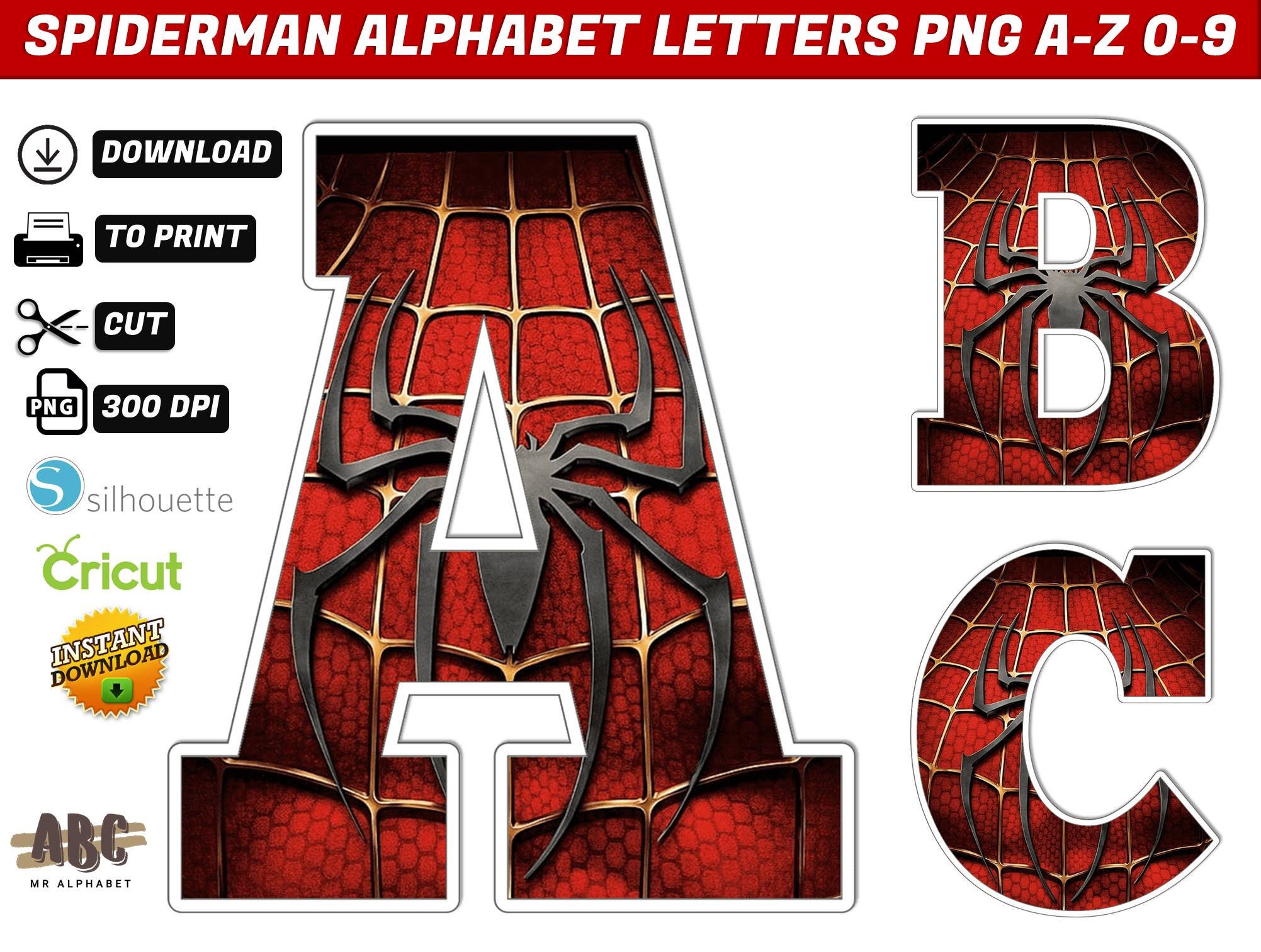 Spiderman Alphabet PNG Spiderman Birthday Banner Spiderman - Etsy