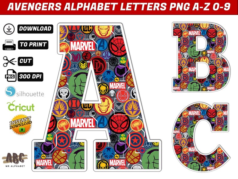 Superhero Alphabet PNG Superhero Birthday Banner Superhero - Etsy