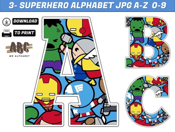 Avenger Alphabet JPG Avenger Birthday Banner Avenger - Etsy
