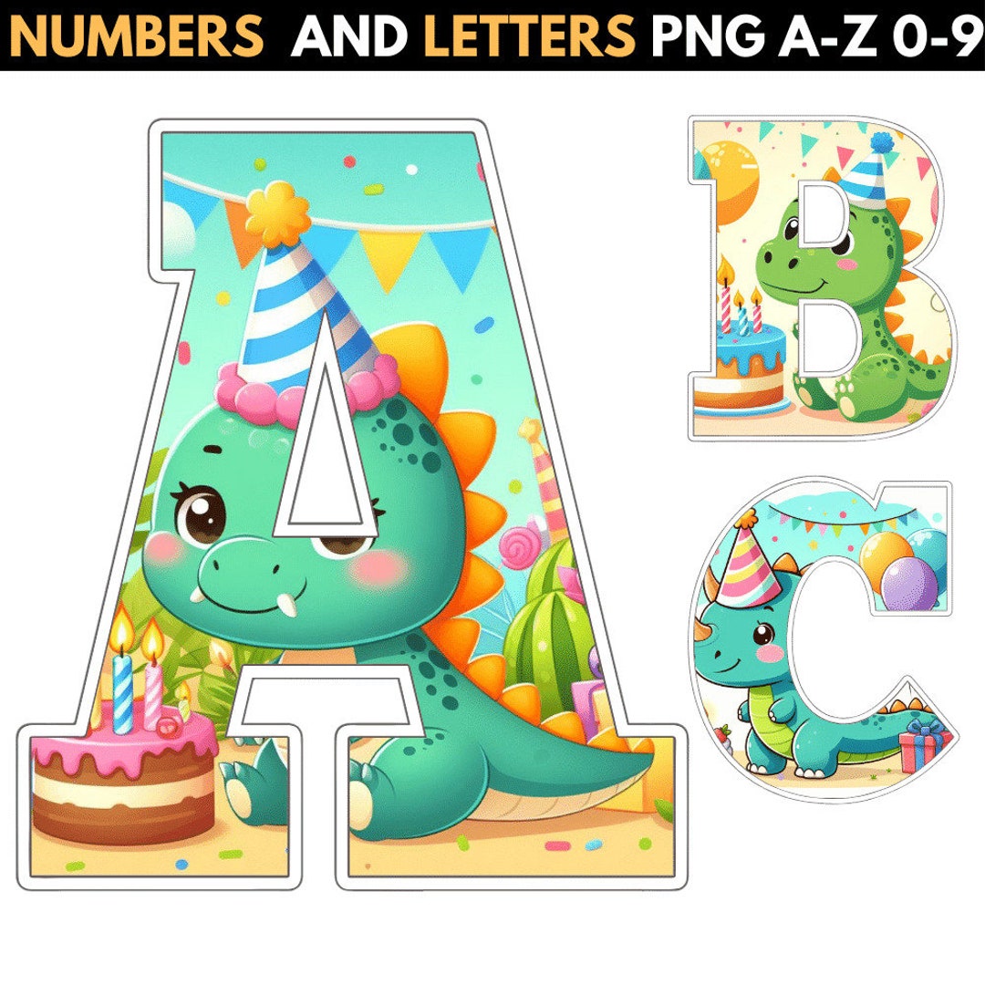 Dinosaur Alphabet PNG - Dinosaur Birthday Banner - Dinosaur Birthday ...